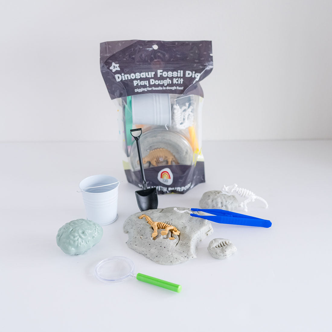 Dinosaur Fossil Dig Play Dough Kit - Cookies & Cream – Play and Ponder